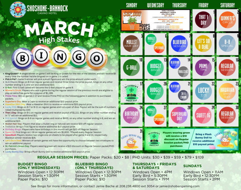 Bingo Promotions - Shoshone-Bannock Casino Hotel