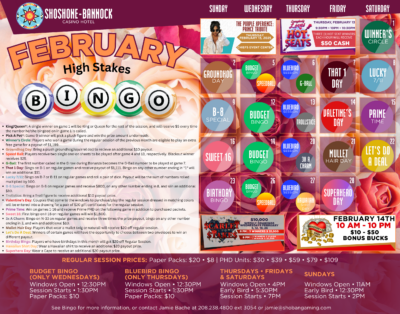 Bingo Promotions - Shoshone-Bannock Casino Hotel